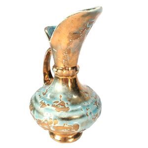 Accents | Vintage Savoy Weeping Gold Pitcher Ewe Turquoise And Gold ...
